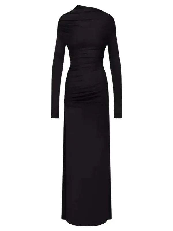 Victoria Beckham Ruched Long-sleeve Maxi Dress - Black