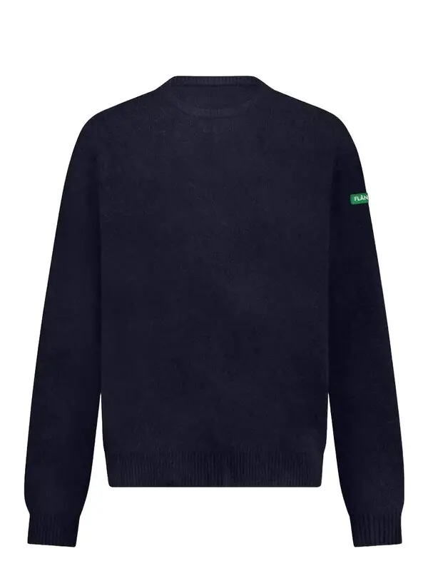 FLANEUR Crew Neck Logo Patch Sweater - Blue
