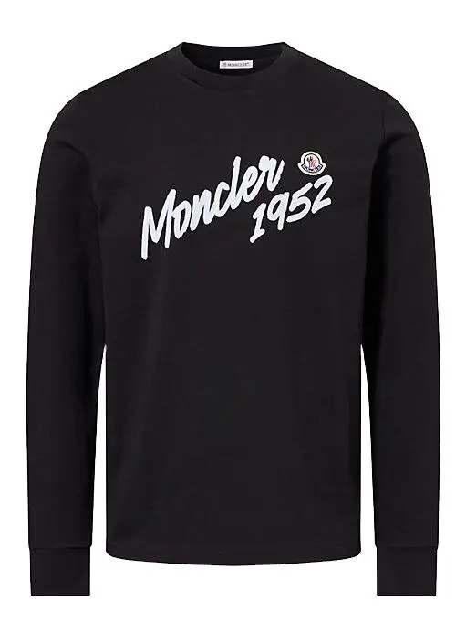 Moncler Scribble Logo-print Long-sleeve Cotton T-shirt - Black