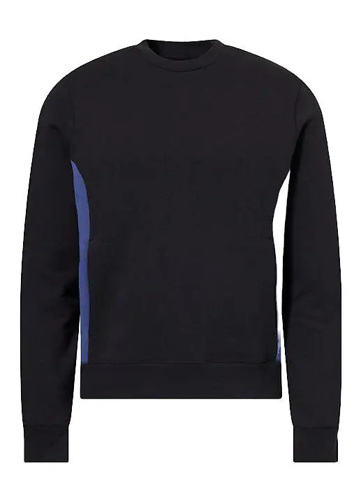Moncler Contrast Crewneck Cotton-jersey Jumper - Black