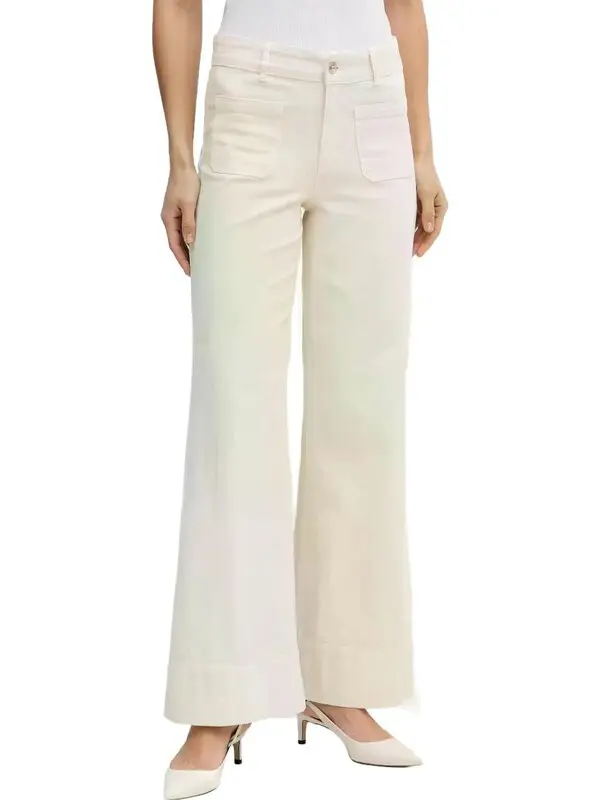 OUI Cream Wide Leg Patch Pocket Jeans - Neutrals