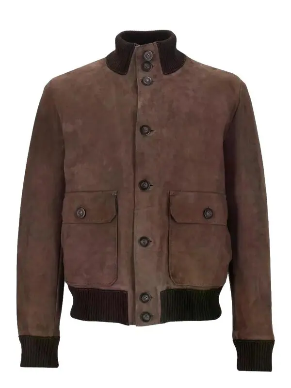 Al Duca D'aosta Suede Bomber Jacket - Brown