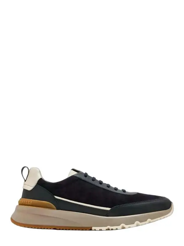 Brunello Cucinelli Suede And Leather Panel Runners - Blue