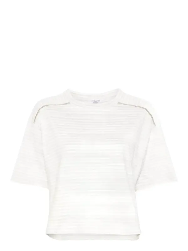 Brunello Cucinelli Striped Cotton T-shirt - Grey