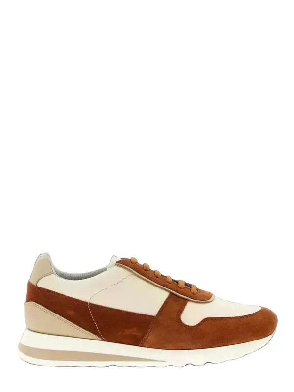 Brunello Cucinelli Panelled Leather And Suede Sneakers - Neutrals