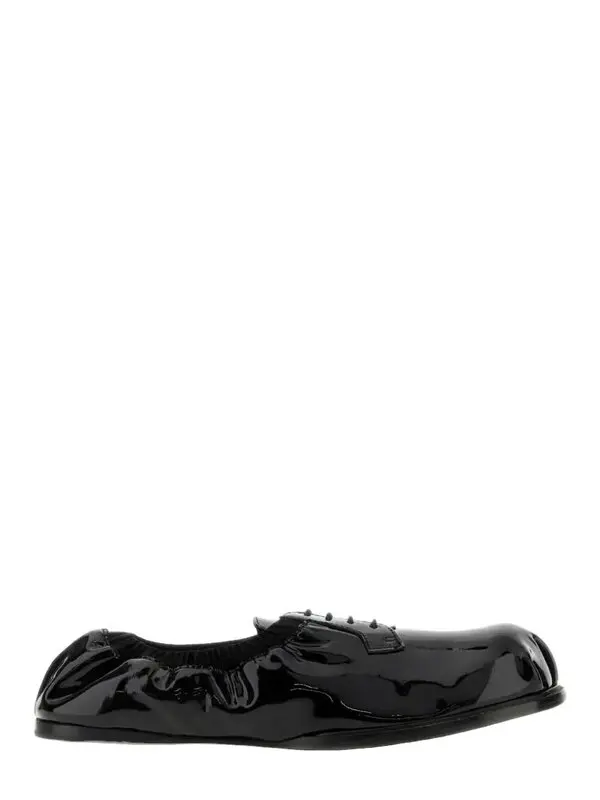 Moschino Patent Leather Ruched Derby Shoes - Black