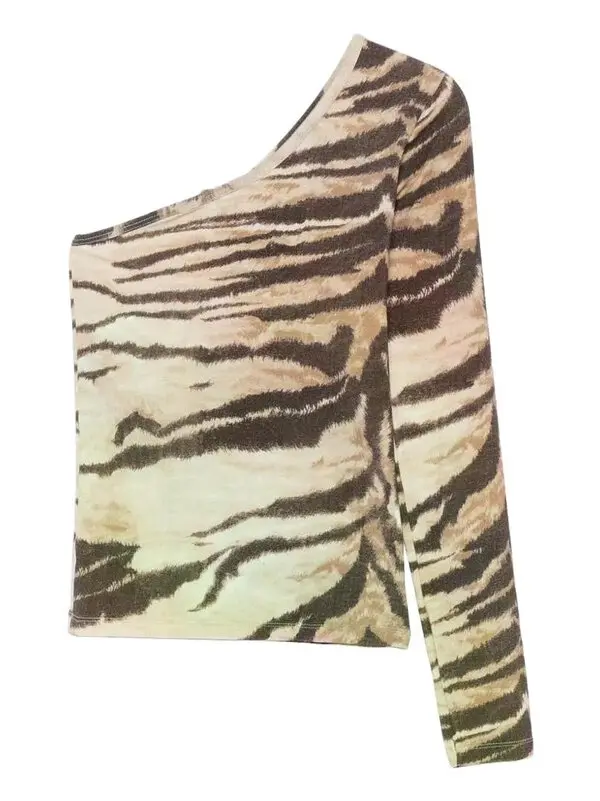 BASERANGE One-shoulder Tiger Print Blouse - Neutrals