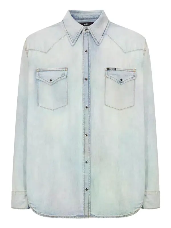 Amiri Western Denim Long Sleeve Shirt - Blue
