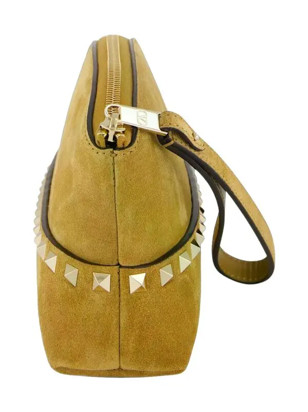 Valentino Garavani Rockstud Suede Clutch Bag - Neutrals