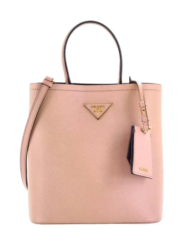 Prada Saffiano Leather Medium Bucket Bag - Neutrals