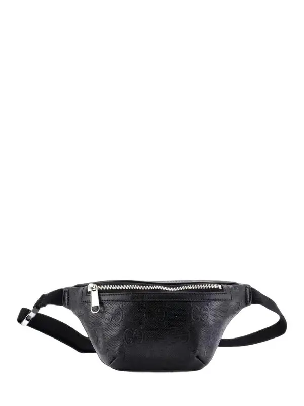 Gucci Gg Embossed Perforated Leather Belt Bag - Black