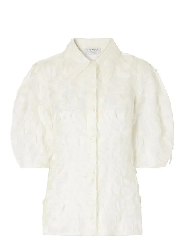 Gabriela Hearst Sansi Fil Coupé Silk And Wool-blend Blouse - Neutrals
