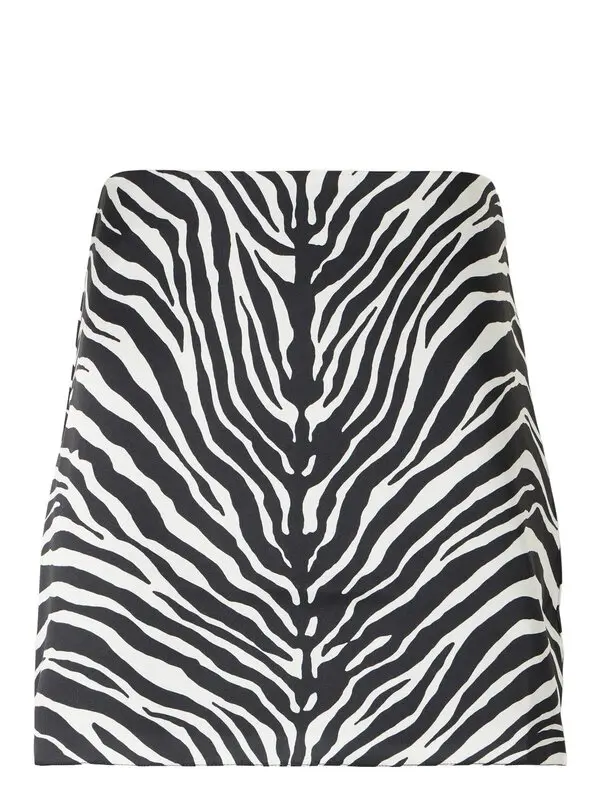 CALA DE LA CRUZ Zebra-print Crepe Mini Skirt - Black