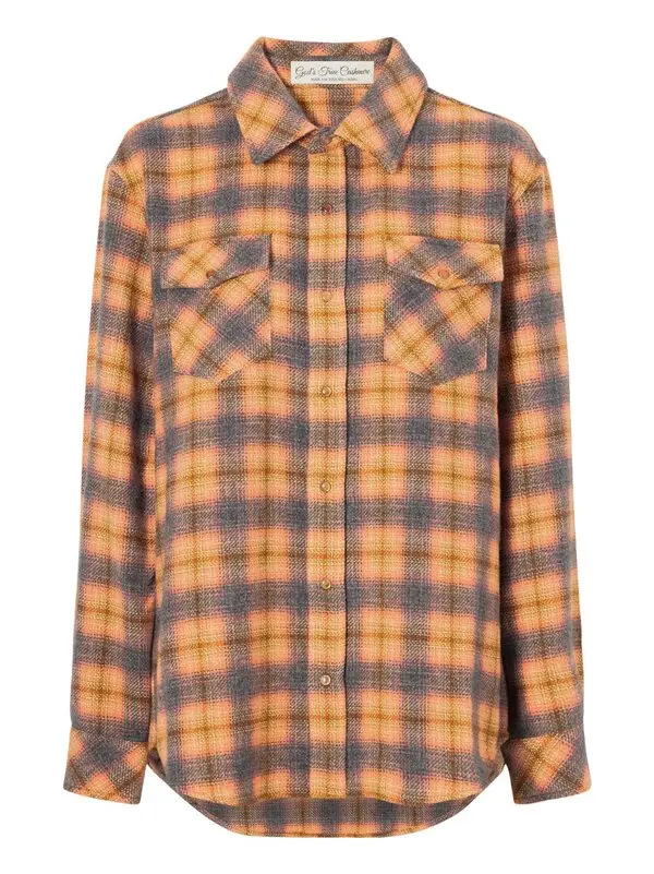 GOD’S TRUE CASHMERE God's True Cashmere Checked Cashmere Shirt - Orange
