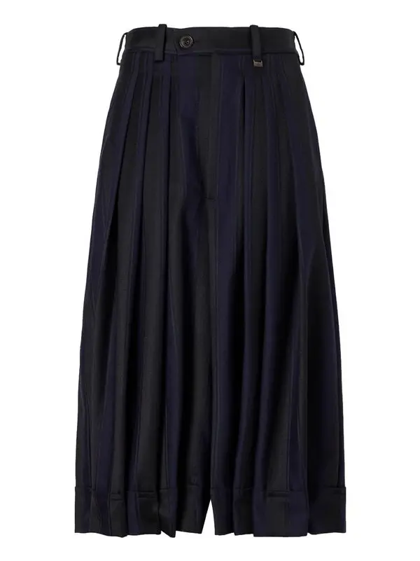 VIVIENNE WESTWOOD Striped Satin-wool Culotte Shorts - Blue