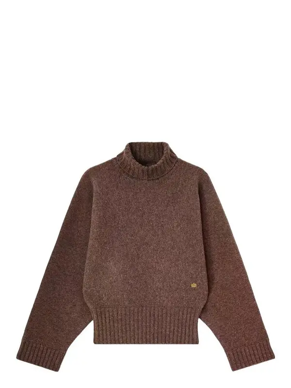 GANNI Double Knit Turtleneck Sweater - Brown