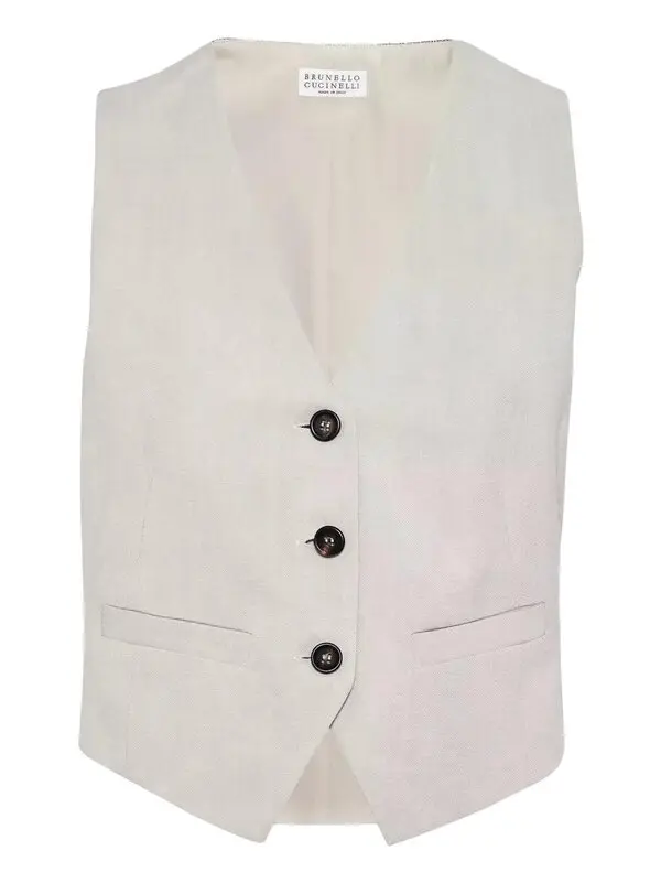 Brunello Cucinelli Linen-blend Waistcoat - Grey
