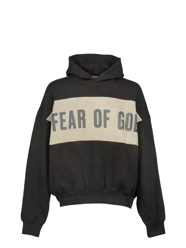 ESSENTIALS Cropped Panelled Hoodie - Grey
