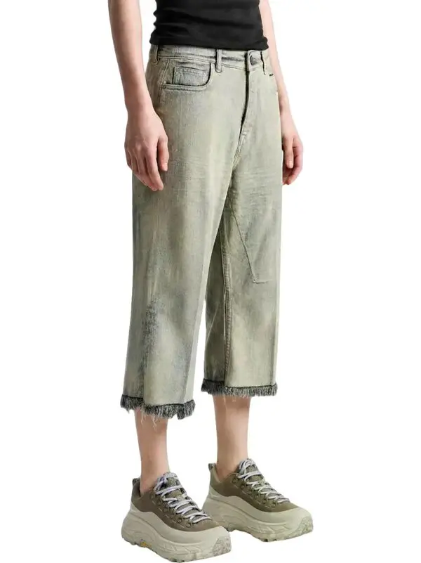 Rick Owens Cropped Frayed-hem Jeans - Grey