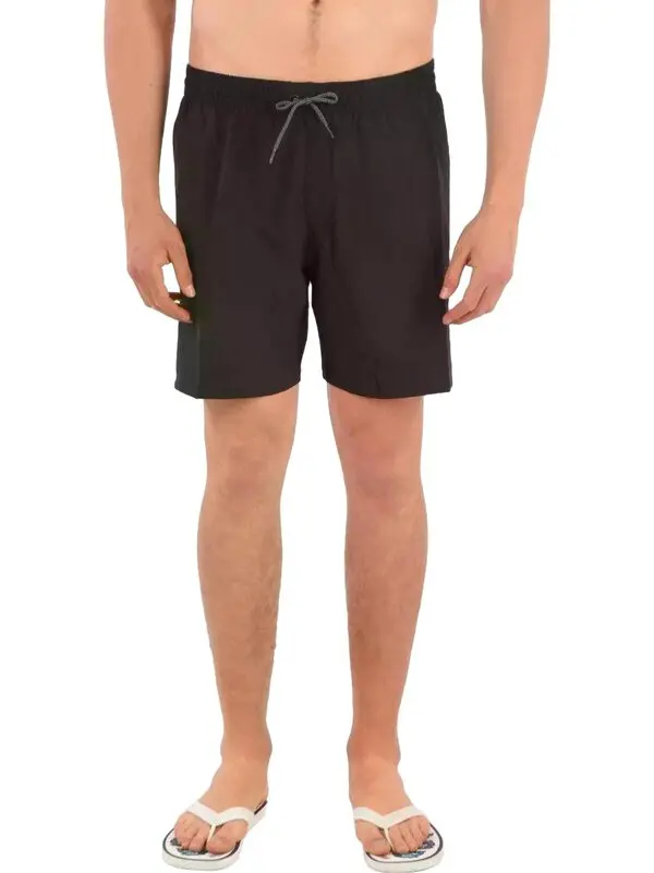 Nike Logo Print Drawstring Swim Shorts - Black