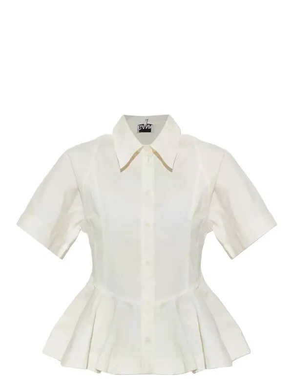 GANNI Peplum Top - Neutrals