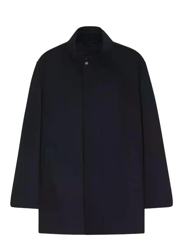 BOSS Formal Coat In Italian Fabric With Stand Collar - Blue