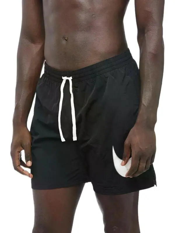Nike Logo Print Swim Shorts - Black