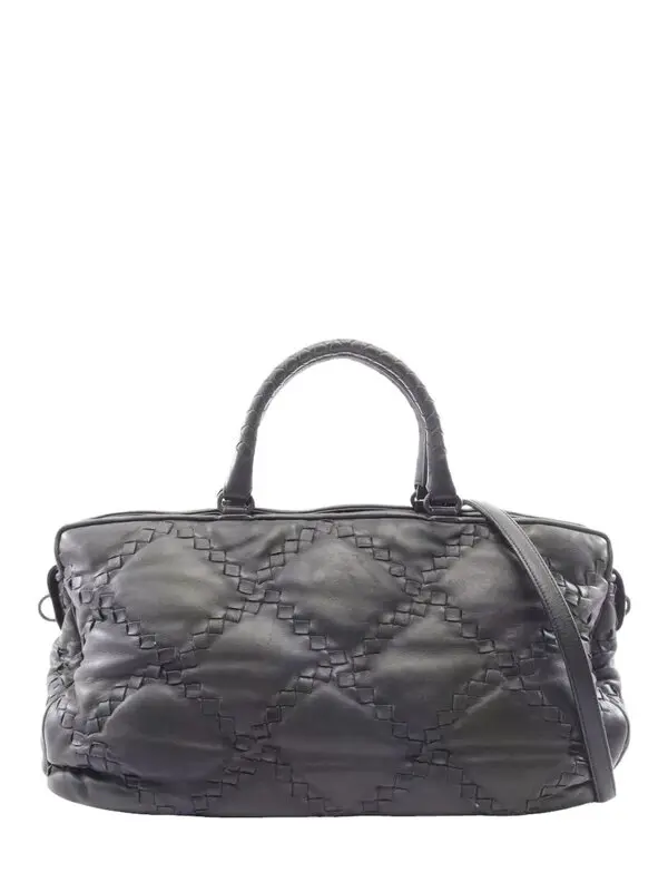 Bottega Veneta Intrecciato Leather Two-way Handbag - Black