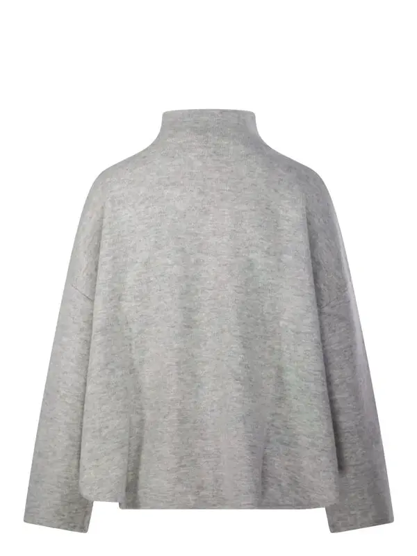 ALLUDE High-neck Drop-shoulder Sweater - Grey