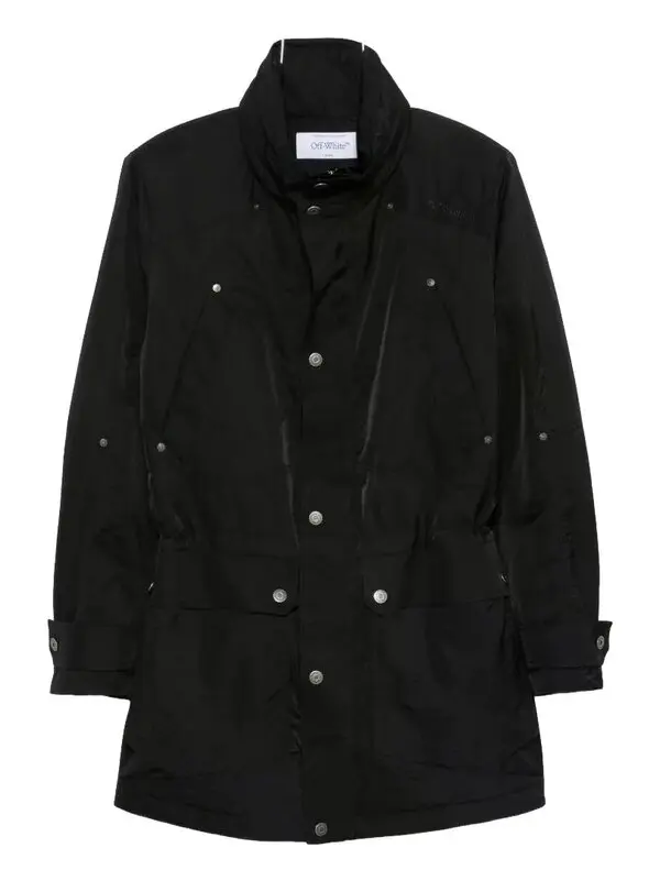 Off-White Racing Staff Logo-embroidered Coat - Black