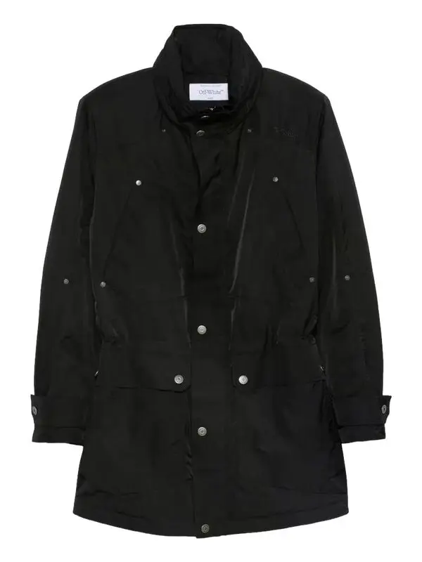Off-White Racing Staff Logo-embroidered Coat - Black