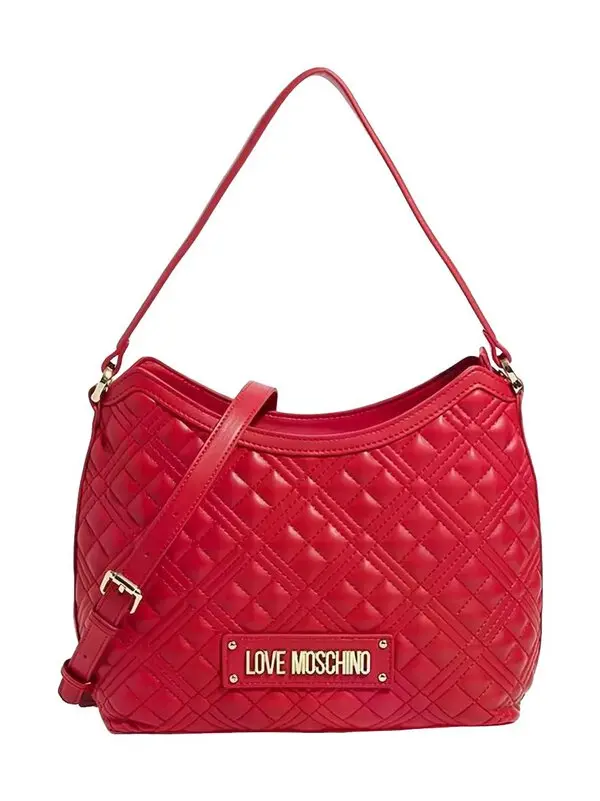 Moschino Quilted Heart Motif Shoulder Bag - Red