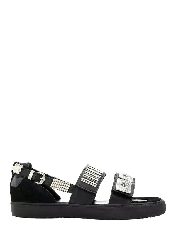 TOGA VIRILIS Leather Embellished Touch-strap Sandals - Black