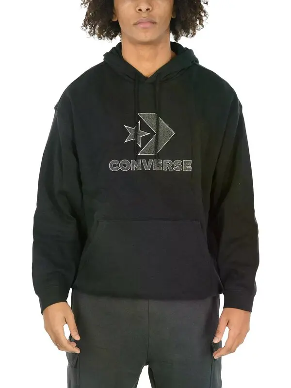 CONVERSE Logo Embroidered Loose-fit Hoodie - Black
