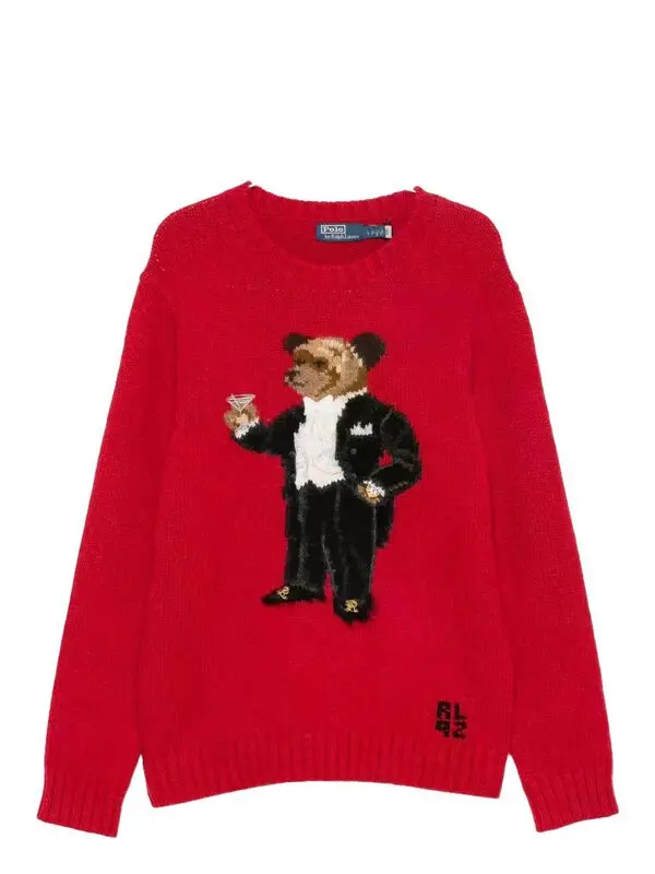 Polo Ralph Lauren Polo Bear Intarsia Knit Sweater - Red