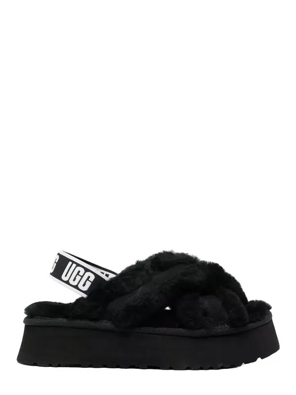UGG Logo Print Platform Sandals - Black