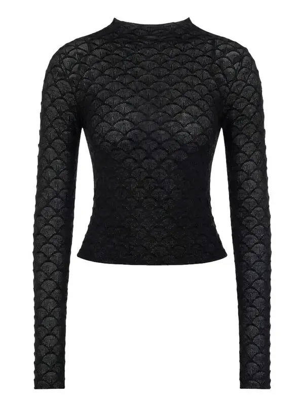 LANVIN High Neck Wool And Mohair Textured Top - Black