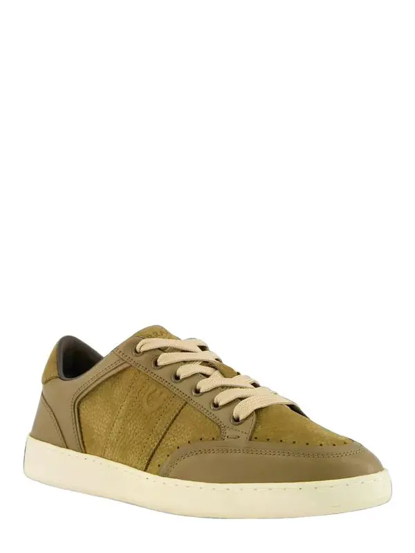 FERRAGAMO Suede And Leather Low-top Trainers - Brown