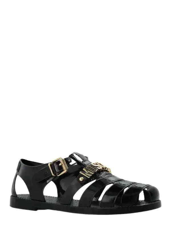 Moschino Plaque Cage Sandals - Black
