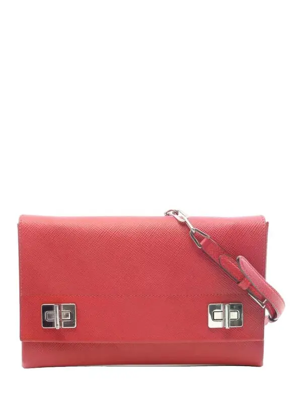 Prada Saffiano Leather Shoulder Bag - Red