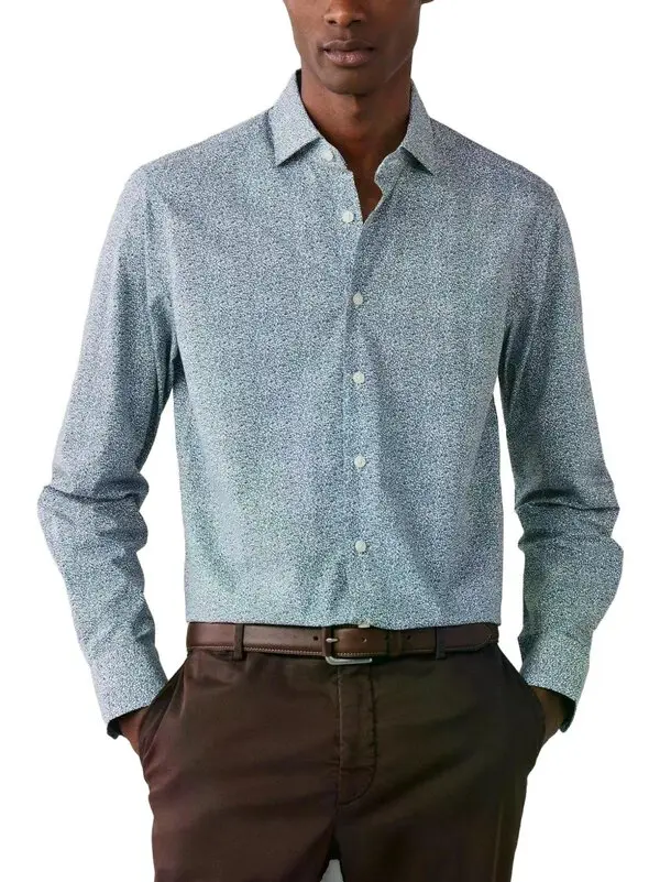 HACKETT  Floral-print Poplin Shirt - Blue