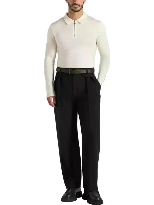 Manière De Voir Long Sleeve Polo Top With Zip Off White - Neutrals