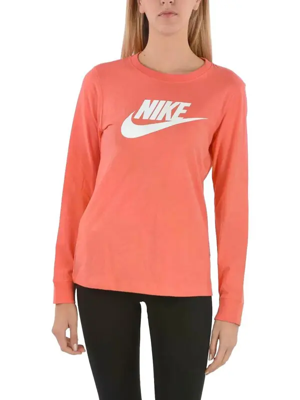 Nike Logo Print Long Sleeve T-shirt - Orange