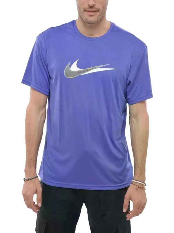 Nike Stacked Swoosh Logo-print T-shirt - Blue