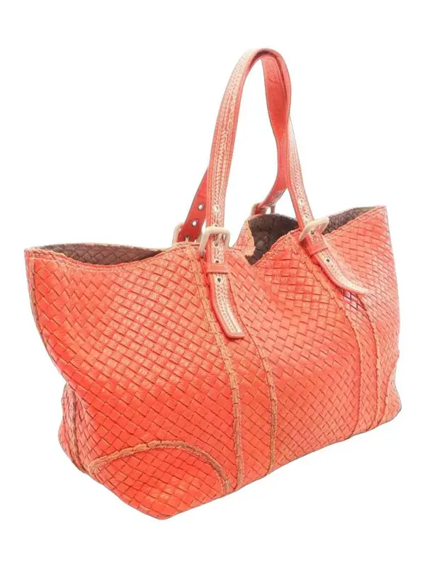Bottega Veneta Intrecciato Leather Tote Bag - Orange