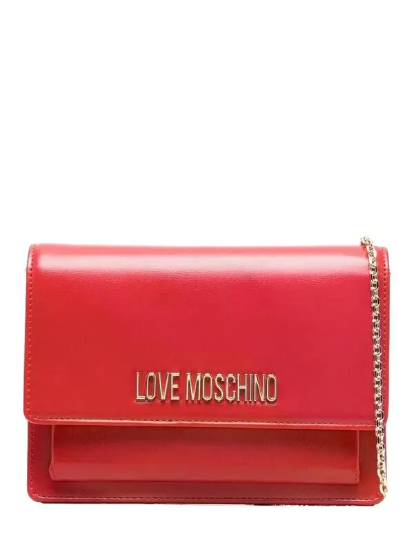 Moschino Logo Plaque Satchel Bag - Red