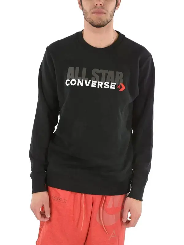 CONVERSE Cotton Sweatshirt With Embroidered Logo - Black