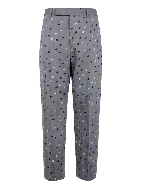 Paul Smith Relaxed-fit Herringbone Polka Dot Wool Trousers - Grey