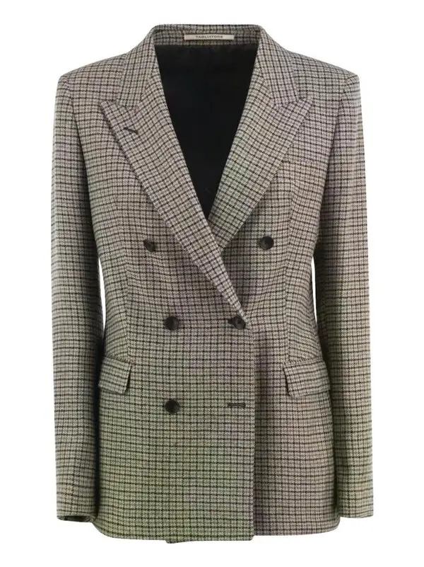Tagliatore Double-breasted Houndstooth Suit Jacket - Grey