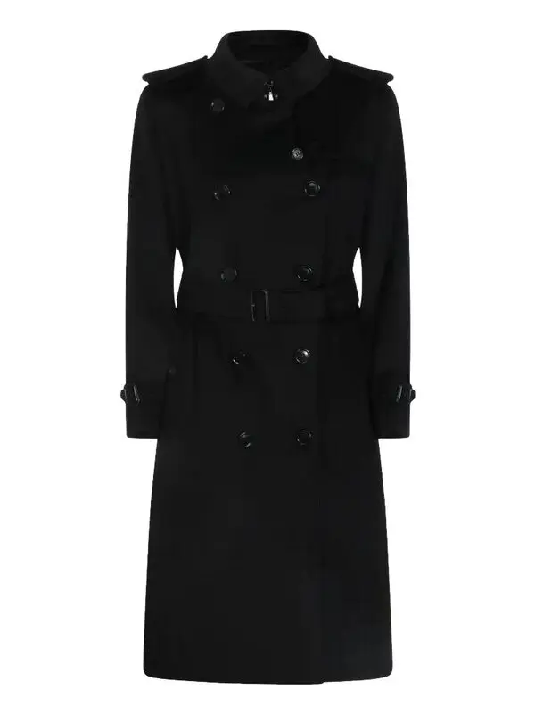 Burberry Double-breasted Belted Cashmere Coat - Black
